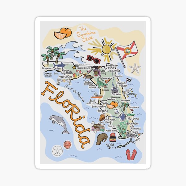 " Florida Map" Sticker by conniewhitley | Redbubble