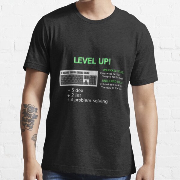 "Developer LEVEL UP!" T-shirt for Sale by findingNull | Redbubble | cmd t-shirts - windows t ...