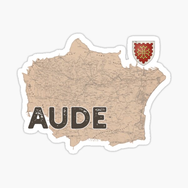 "Aude 11 Departement Carcassonne Ancient Map Occitania" Sticker by ...