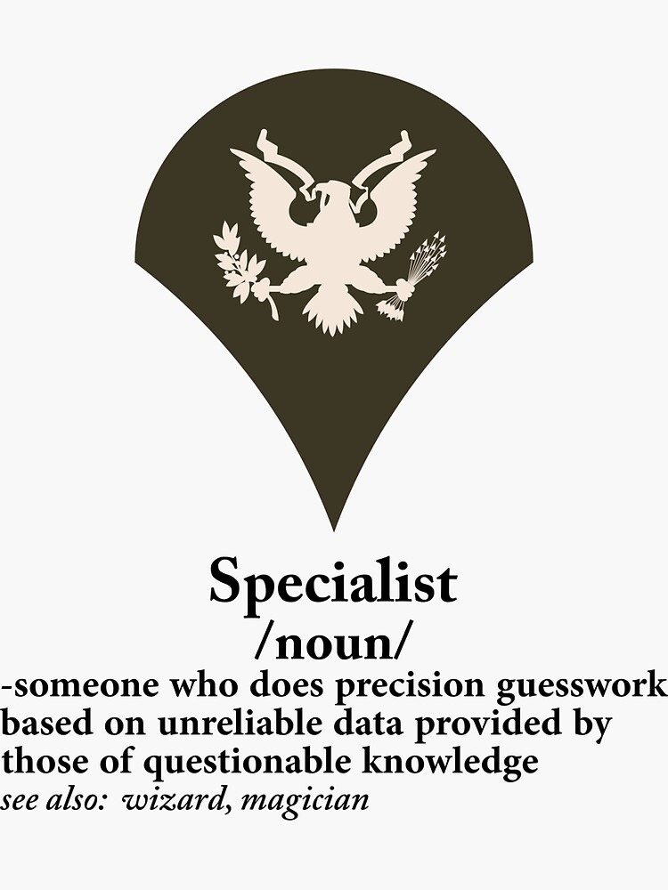 "US Army Specialist Definition Gift" Sticker by Bonzo61 | Redbubble