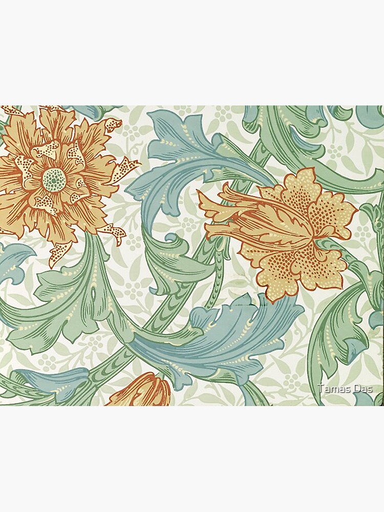 " William Morris Single Stem Pattern -Vintage Green And Brown Botanical ...