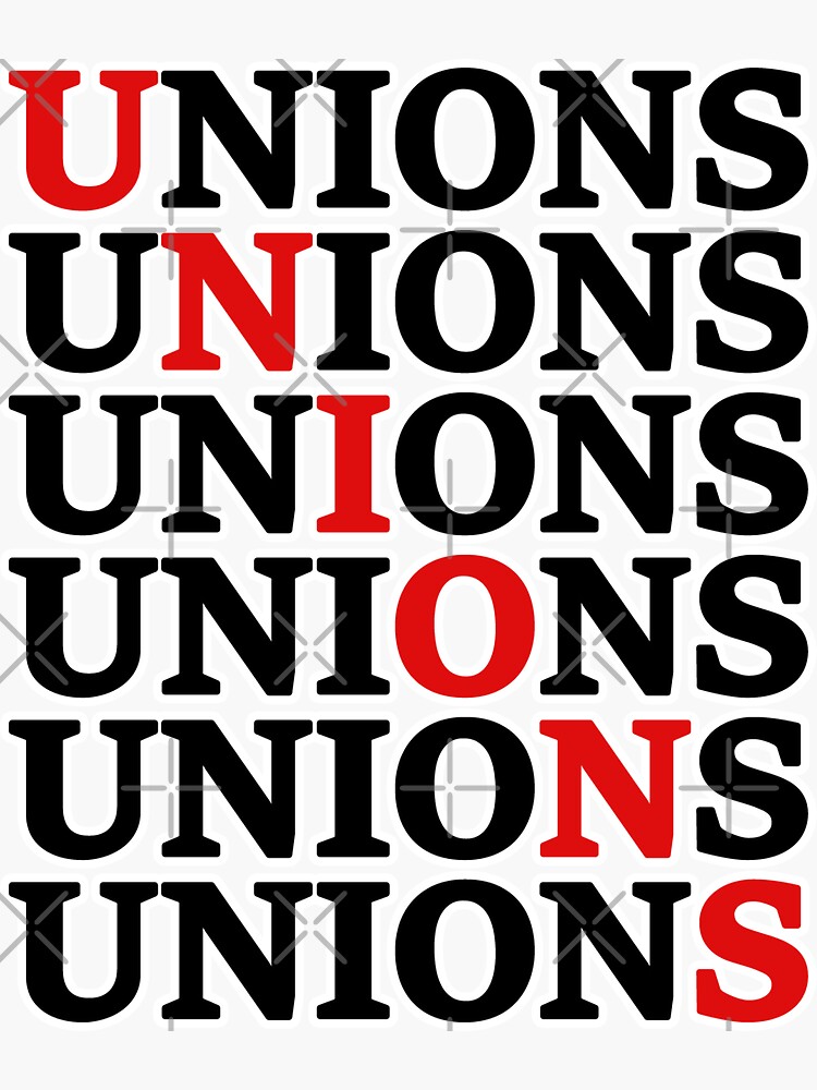 "Unions Word Art" Sticker by voltzandvoices | Redbubble