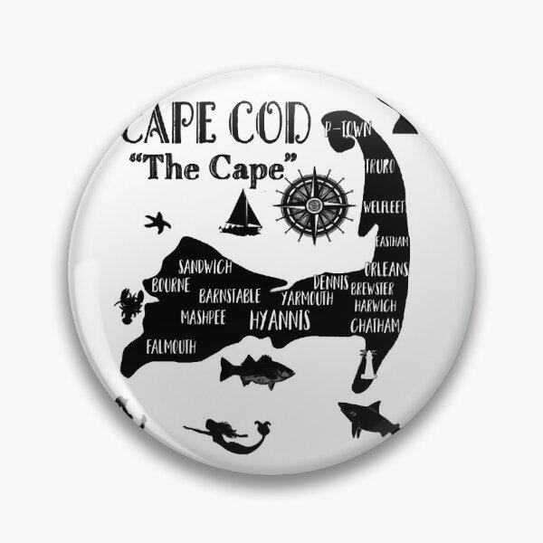 "Map of Cape Cod Nautical Symbols Fish Mermaid Posters and Art Prints ...