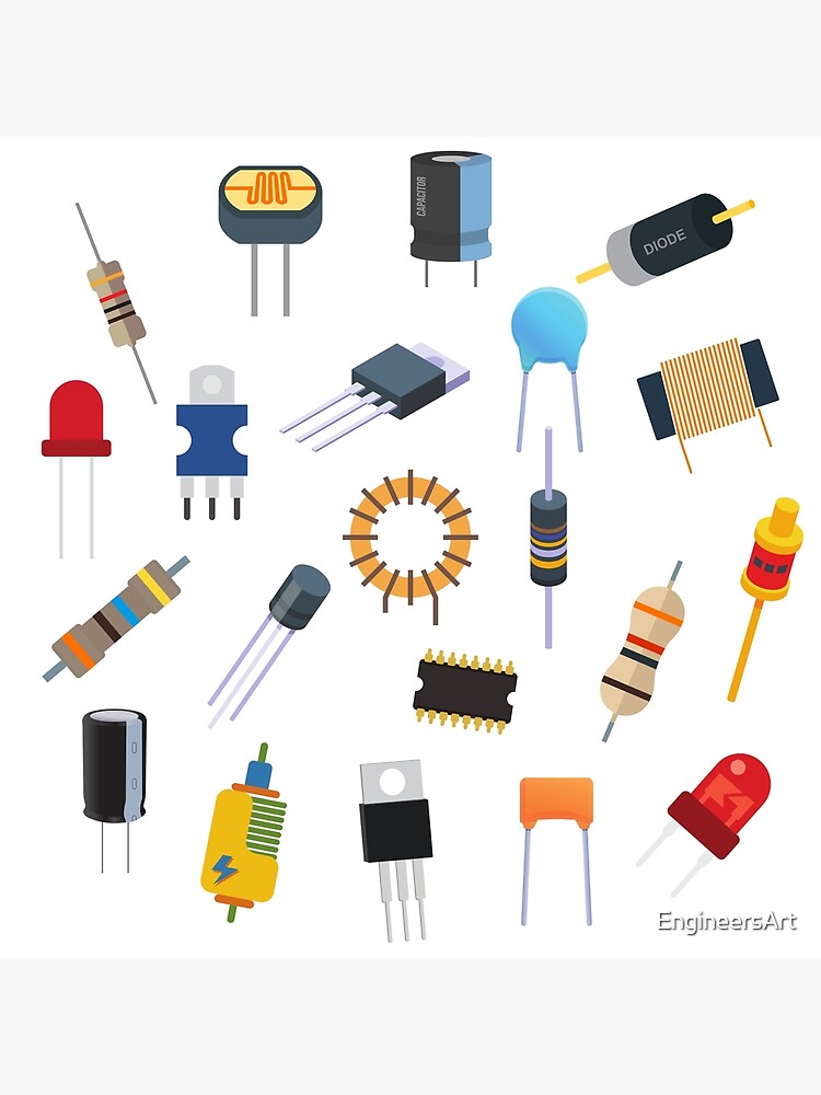 "Collection of Electronic Components" Art Board Print for Sale by ...