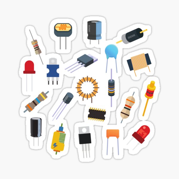 "Collection of Electronic Components" Sticker by EngineersArt | Redbubble