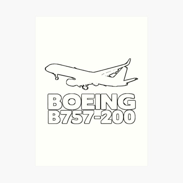 "Boeing B757-200 Silhouette Print (White) " Art Print for Sale by ...
