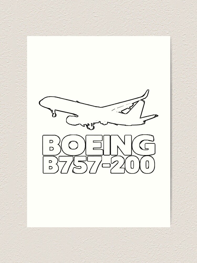 "Boeing B757-200 Silhouette Print (White) " Art Print for Sale by ...