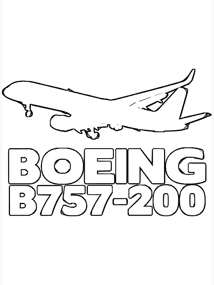 "Boeing B757-200 Silhouette Print (White) " Art Print for Sale by ...