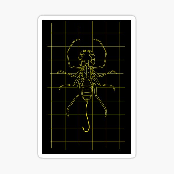"GRID DRAWING of a vinegaroon in yellow " Sticker by Namwuob | Redbubble