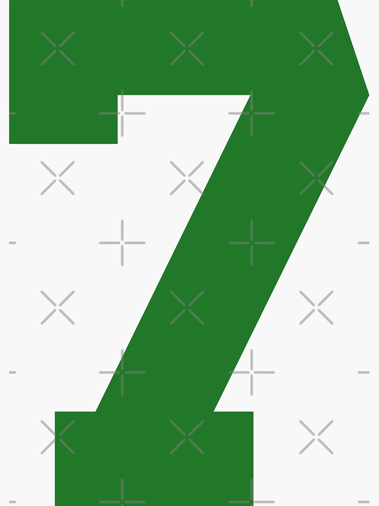 "Number 7, Green seven, Sports number 7" Sticker by TheCultStuff ...