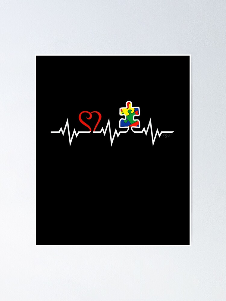"AUTISM AWARENESS - EKG HEARTBEAT PUZZLE Gift Tshirt" Poster for Sale ...
