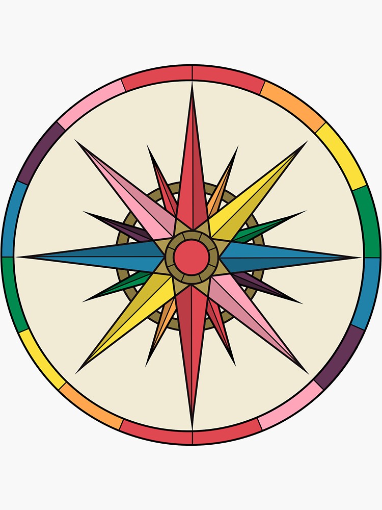 "Rainbow Compass Rose" Sticker by renbydesigns | Redbubble