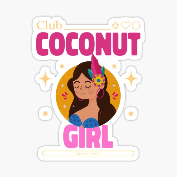 "Pastel Coconut Girl Club Beach Aesthetic" Sticker by SwordsAndCharms ...
