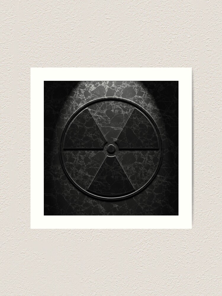 "Radioactive Symbol Black Marble Texture Repost" Art Print for Sale by ...