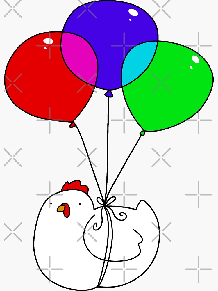 "Balloon Chicken " Sticker for Sale by SaradaBoru | Redbubble