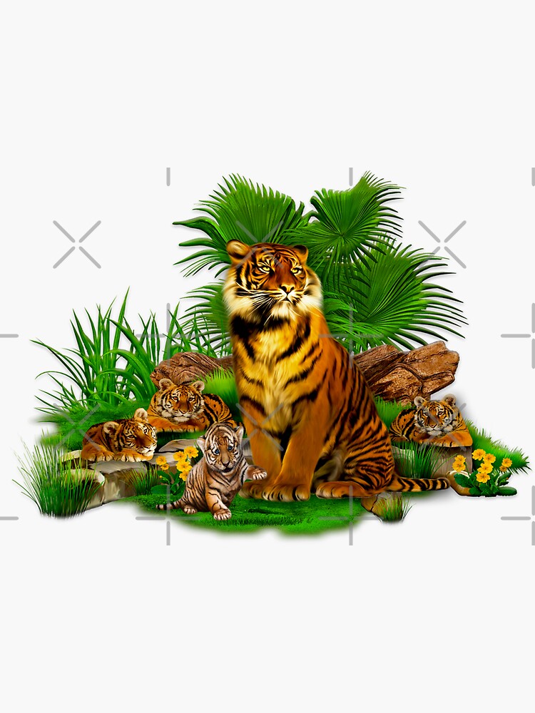 "Striped predators of the wild" Sticker for Sale by Rizoto | Redbubble