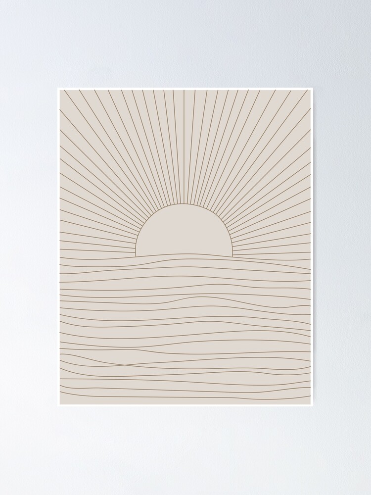 "Sun, Ocean Waves Line" Poster for Sale by Artlinio | Redbubble