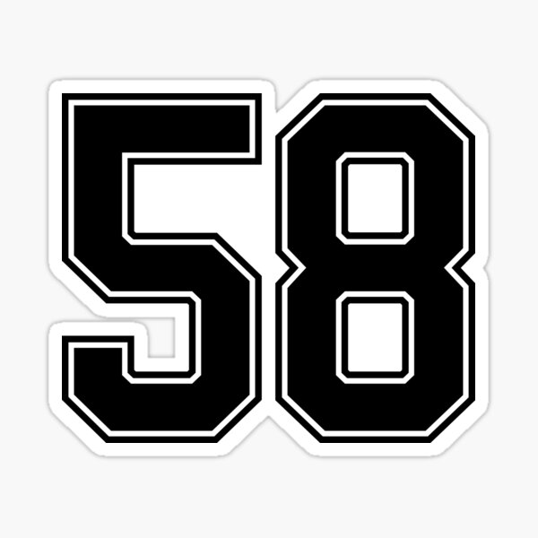 "Black Number 58 lucky sports jersey fifty eight" Sticker for Sale by ...