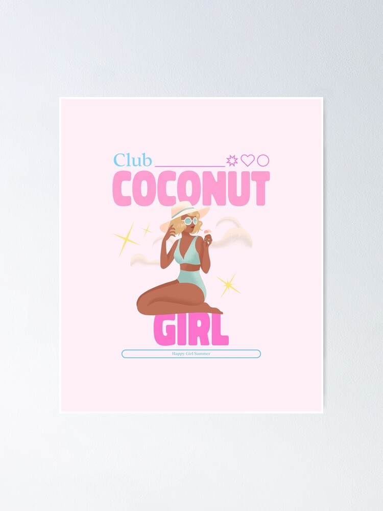 "Pastel Coconut Girl Club Beach Aesthetic" Poster by SwordsAndCharms ...