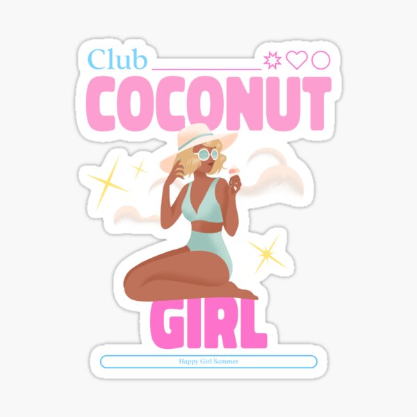 "Pastel Coconut Girl Club Beach Aesthetic" Sticker by SwordsAndCharms ...
