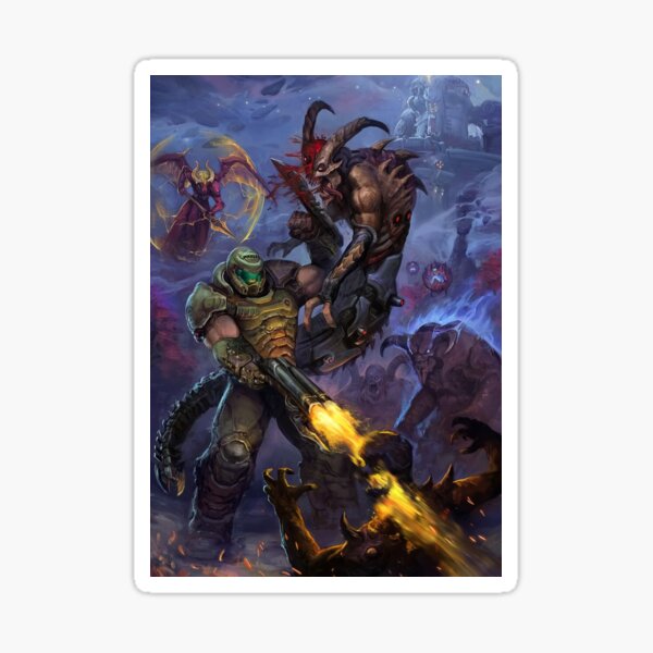 "Doom Eternal Gun Slayer" Sticker by Bysharoon | Redbubble