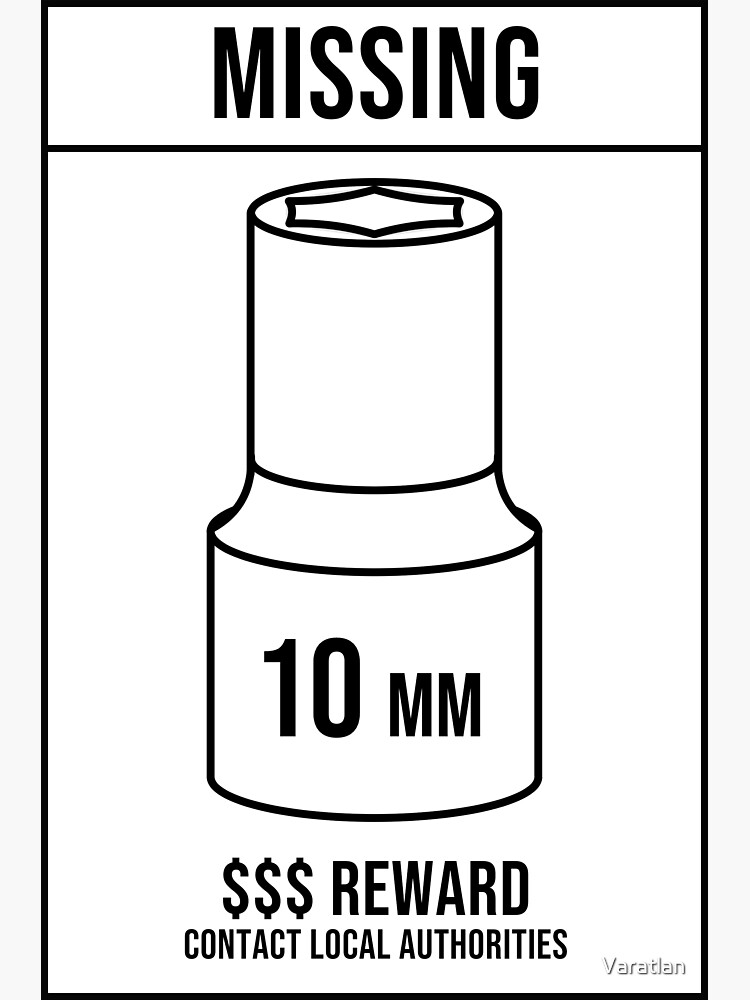 "Missing 10mm socket (White)" Sticker by Varatlan | Redbubble