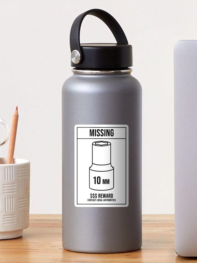 "Missing 10mm socket (White)" Sticker by Varatlan | Redbubble