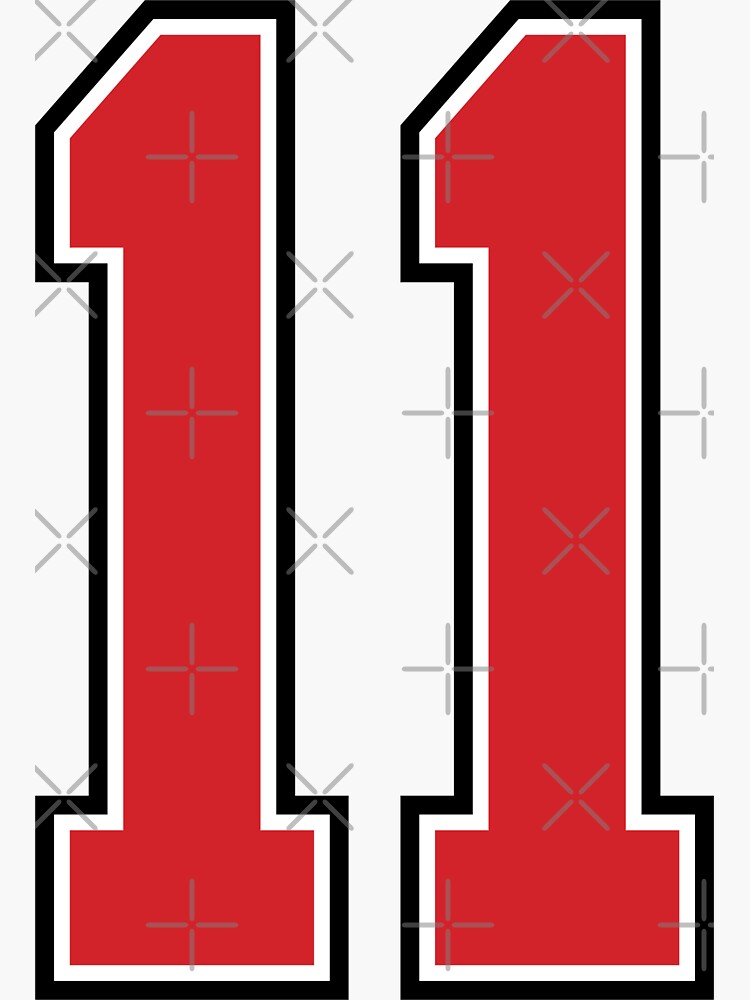 "Sports Number 11, red black color lucky sport eleven" Sticker by ...