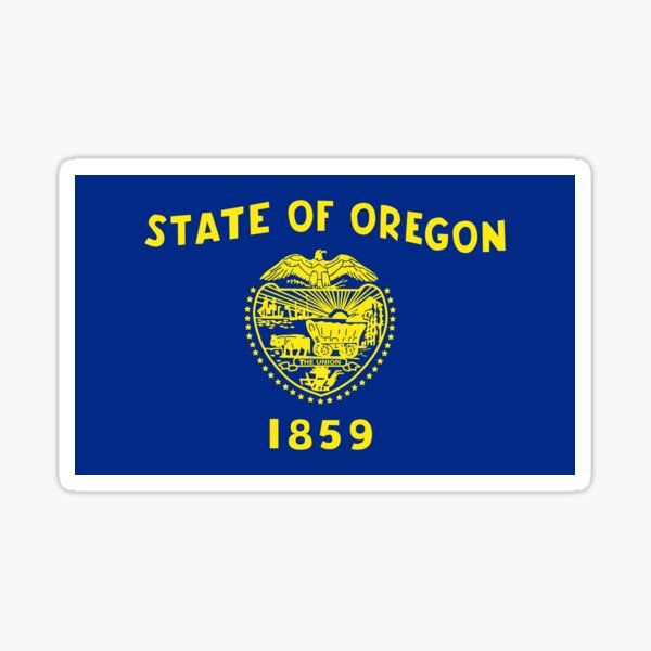 "OREGON Flag Gifts, Masks, Stickers & Products" Sticker by mpodger ...
