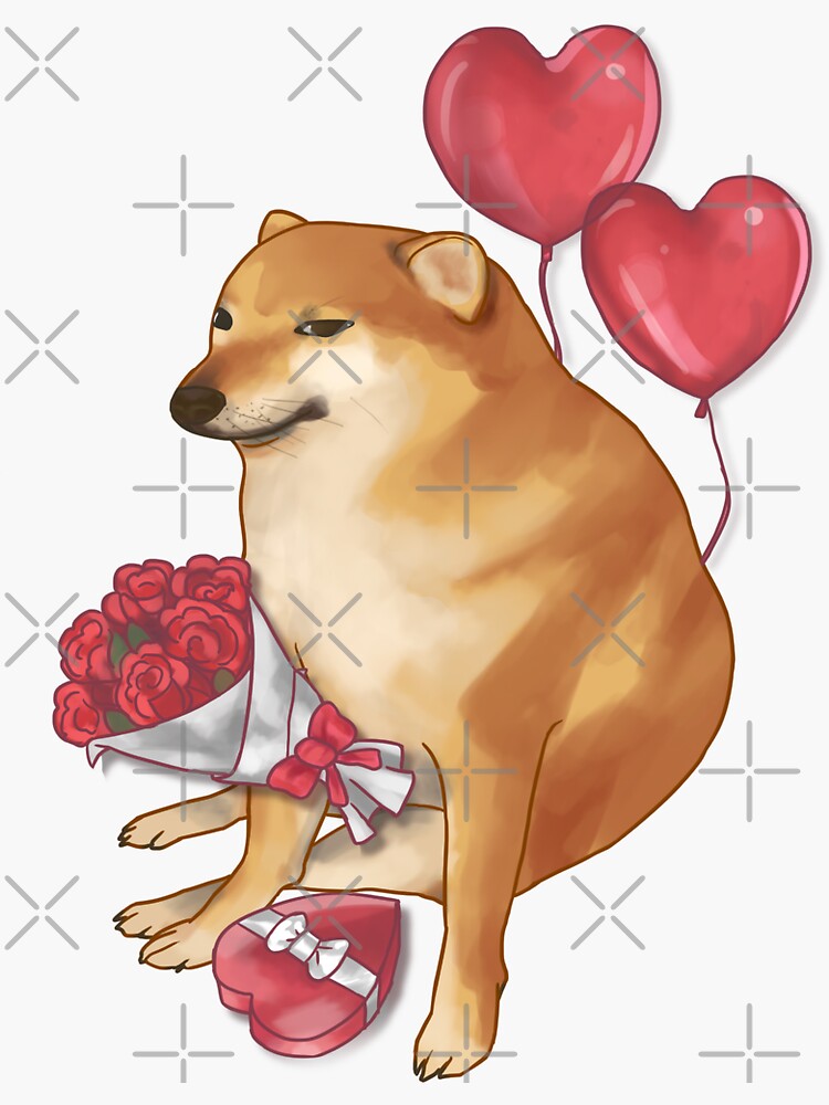 Pegatina «cheems de sanvalentin romantico» de MemeMayo | Redbubble