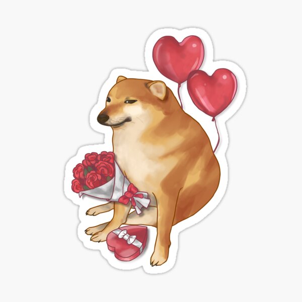 Pegatina «cheems de sanvalentin romantico» de MemeMayo | Redbubble