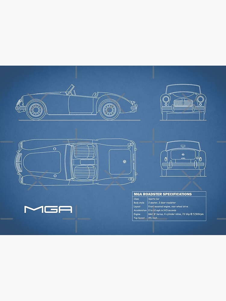 "The MGA Sports Car Blueprint" Poster for Sale by rogue-design | Redbubble