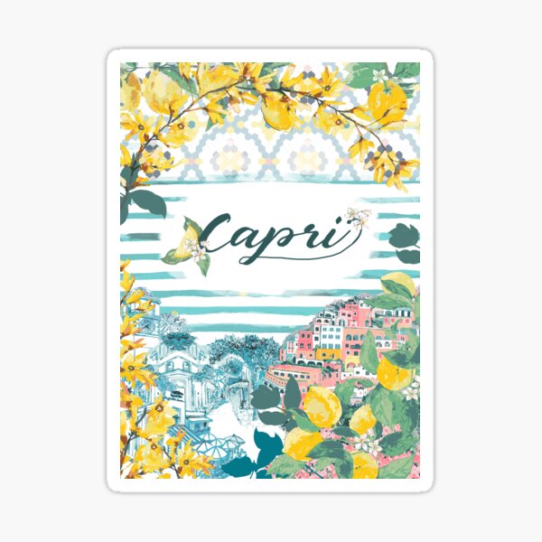 "Capri poster" Sticker by katarinaroccell | Redbubble