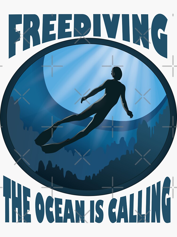 "Freediving The Ocean Is Calling" Sticker by TheInkElephant | Redbubble