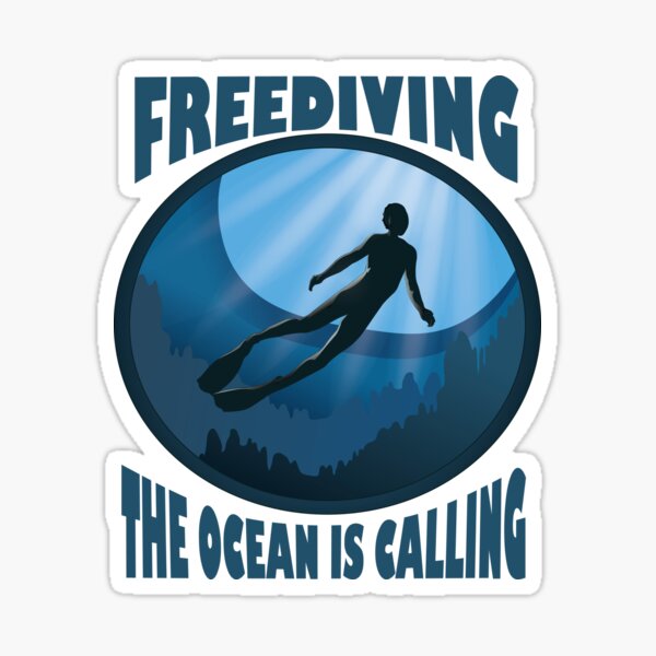 "Freediving The Ocean Is Calling" Sticker by TheInkElephant | Redbubble