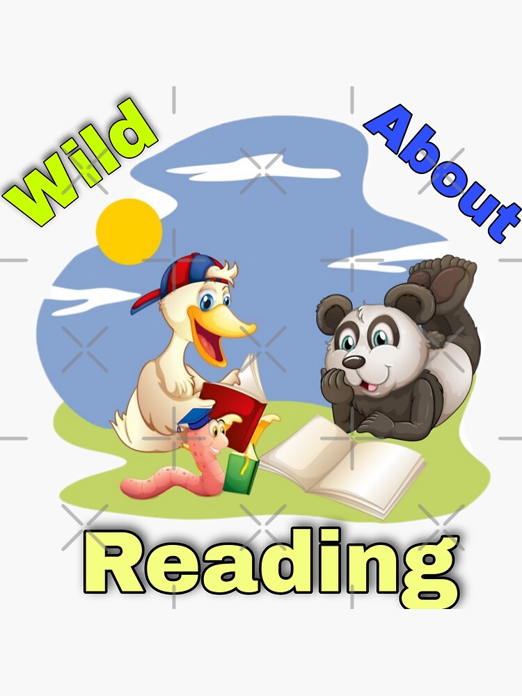 "Wild About Reading" Sticker for Sale by SuperMad-Shop | Redbubble