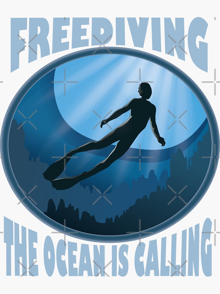 "Freediving The Ocean Is Calling" Sticker by TheInkElephant | Redbubble