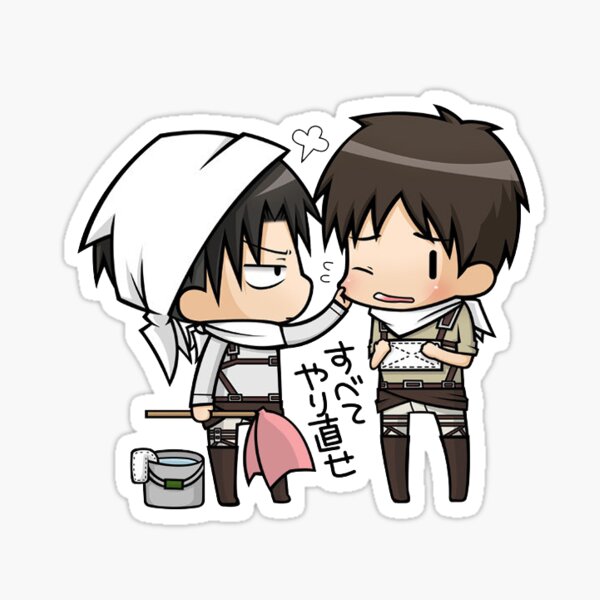 "AoT - Eren and Levi cleaning" Sticker by UBlueDuck | Redbubble