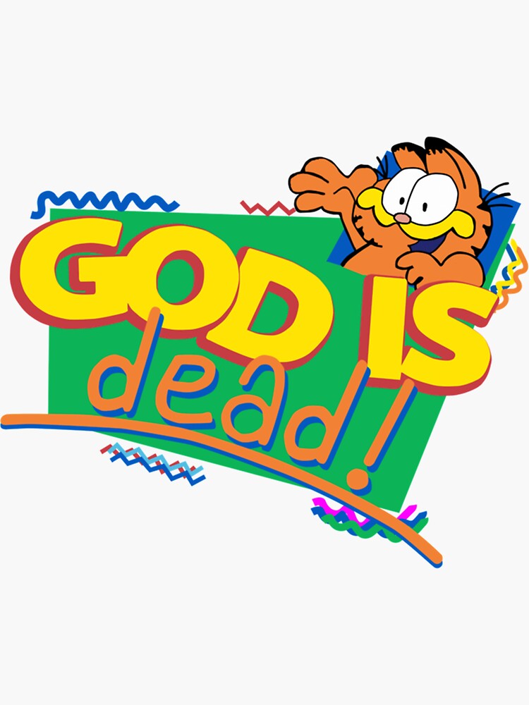 "Garfield God is Dead! Vintage" Sticker by RomanSwift | Redbubble