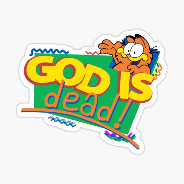 "Garfield God is Dead! Vintage" Sticker by RomanSwift | Redbubble