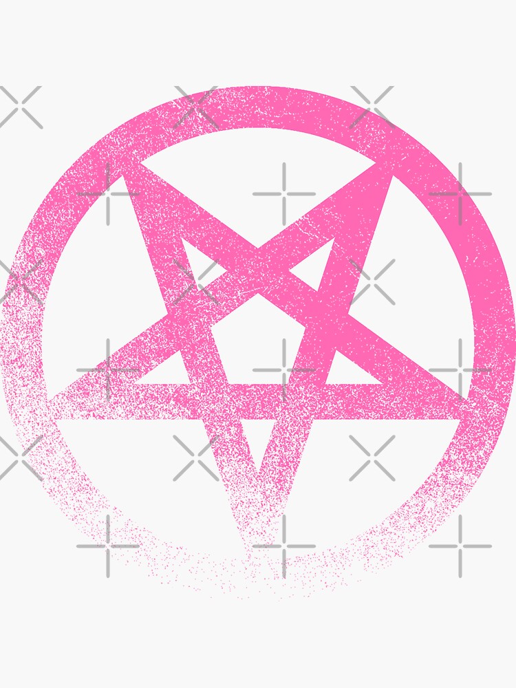 "Pentagram-Hot Pink-Distressed-Top-Heavy" Sticker by SCHPiDAUU | Redbubble