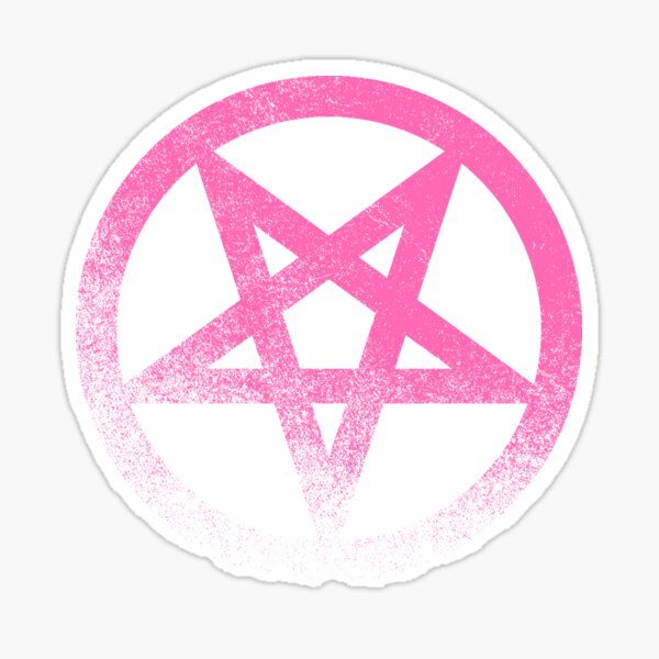 "Pentagram-Hot Pink-Distressed-Top-Heavy" Sticker by SCHPiDAUU | Redbubble