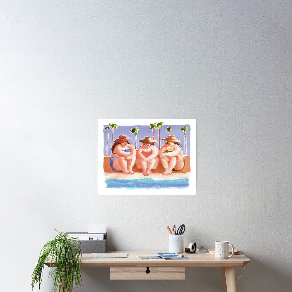 "Three fat women on the beach" Art Print for Sale by Lyngianni | Redbubble