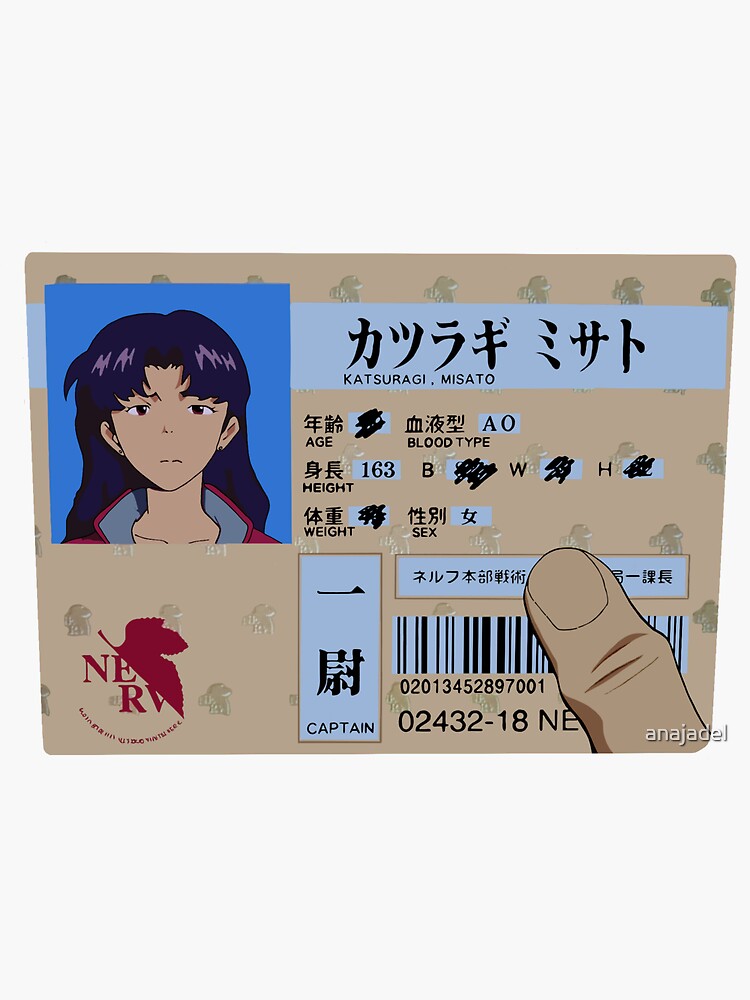 "Misato ID Card" Sticker by anajadel | Redbubble