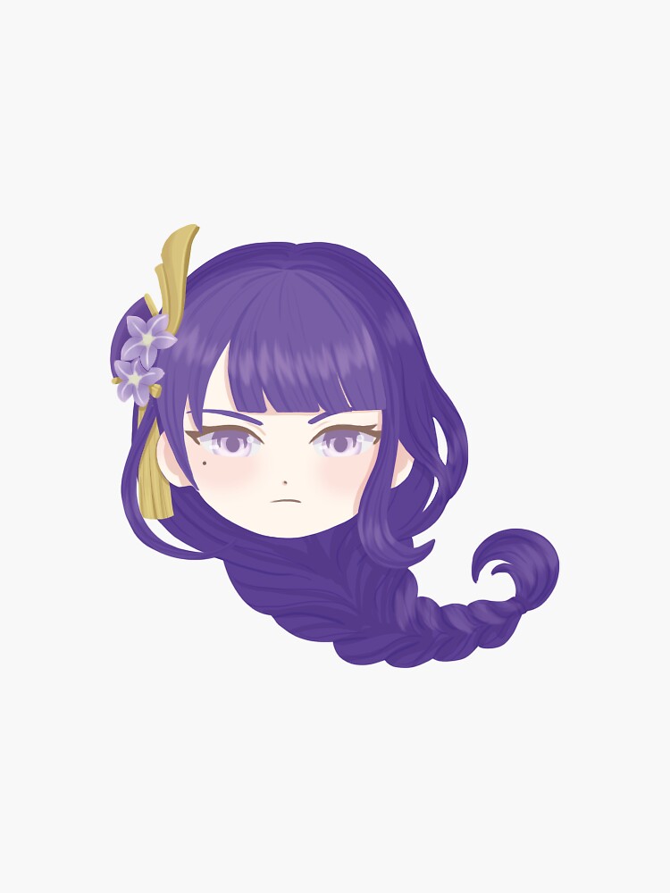 "Chibi Raiden Shogun head sticker" Sticker by JuhKaori | Redbubble