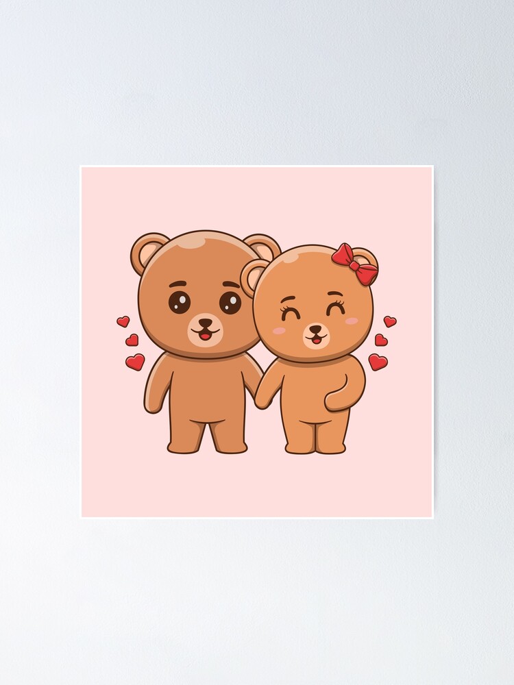 Póster Pareja De Osos Y Pandas Linda Pareja De Osos Pardos Oso Pardo