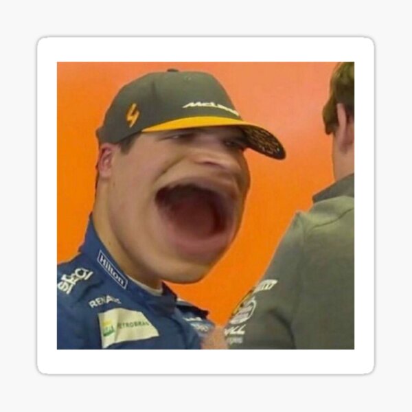 "Shocked Lando Meme Sticker" Sticker by theformulashop | Redbubble