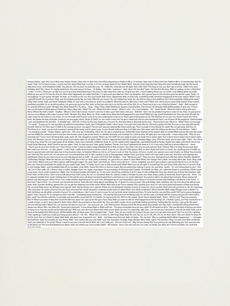"Entire Orphan Black Season One Premiere Script" Photographic Print for ...