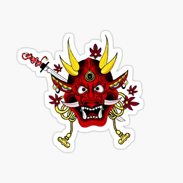 "Red Oni " Sticker by Jadablake | Redbubble