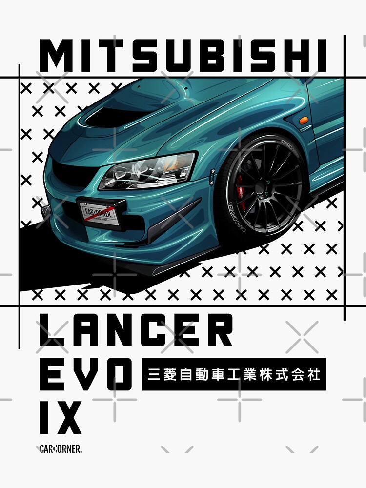 "JDM Lancer Evolution IX - CarCorner" Sticker by Car-Corner | Redbubble